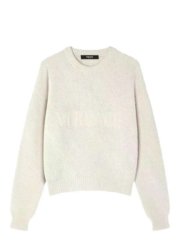 Versace Textured-logo Sweater - White
