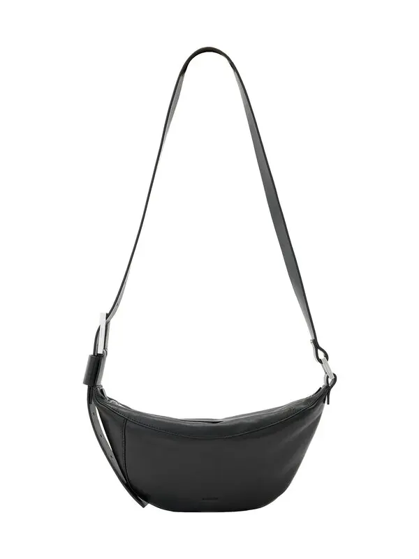 ALLSAINTS Luna Slouchy Leather Crossbody Bag - Black/silver
