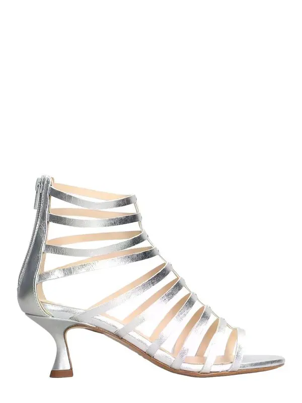 ANNA F. 55mm Leather Caged Sandals - Silver