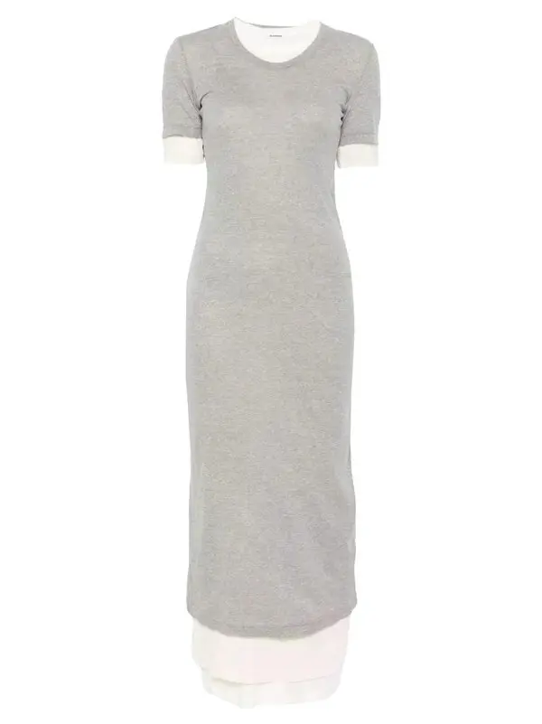 JIL SANDER Layered Maxi Dress - 971 Beige/grey