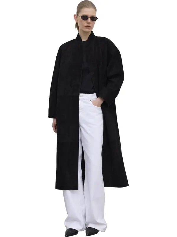 HOUSE OF DAGMAR Suede Overcoat - Black