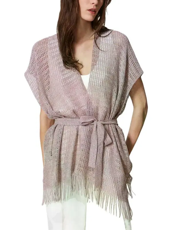 TWINSET Open-front Cardigan With Fringed Hem - Pink