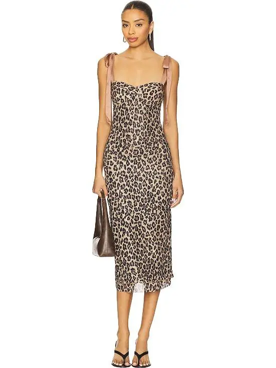 Free People Printed Got Glam Slip - Natural Cheetah Combo