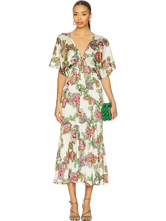 Misa Irena Midi Dress - Floral Lattice