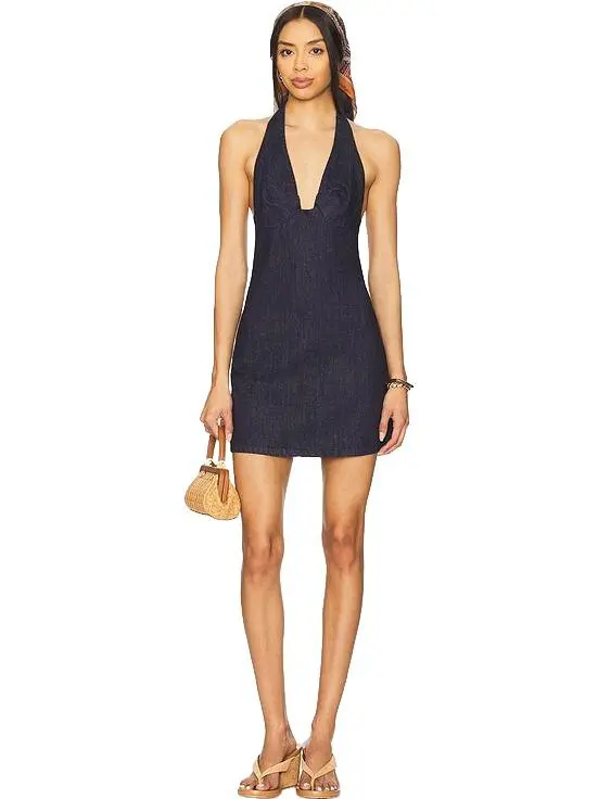 Free People Trevi Denim Mini Dress - Rinse
