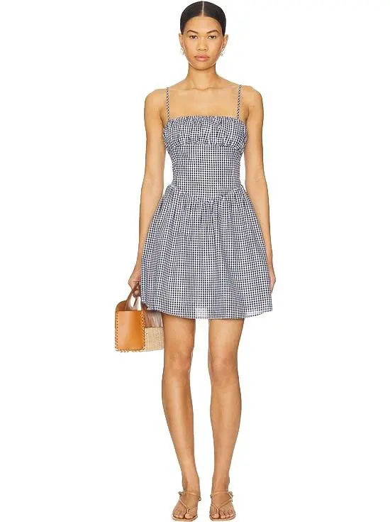 ELODIE THE LABEL Leona Mini Dress - Navy Gingham