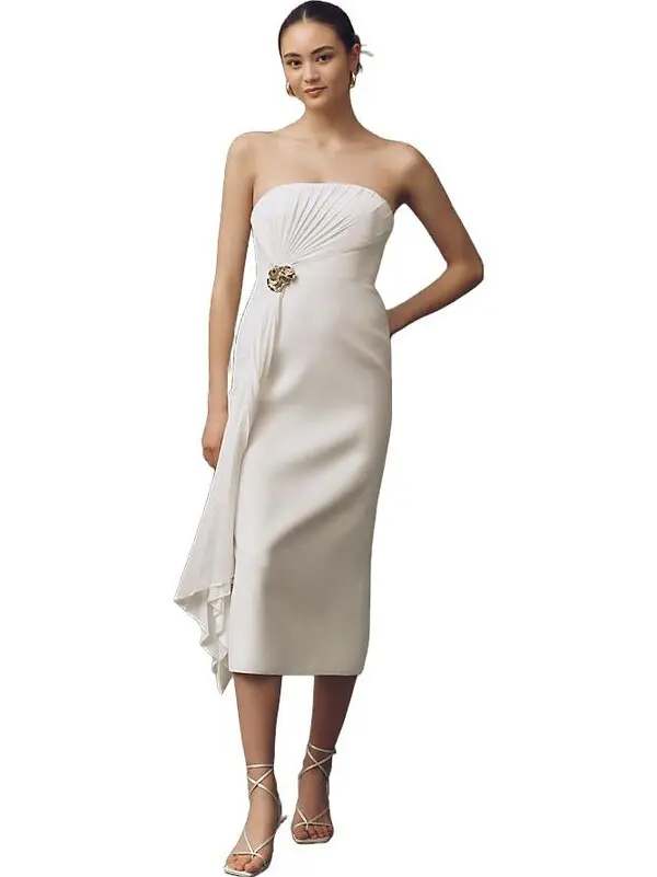 Acler Whitnell Strapless Column Midi Dress - Ivory