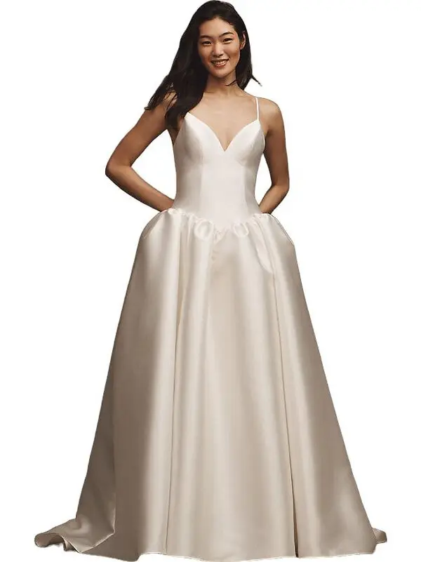 Jenny Yoo Mikado Basque-waist Ball-skirt Wedding Gown - Ivory