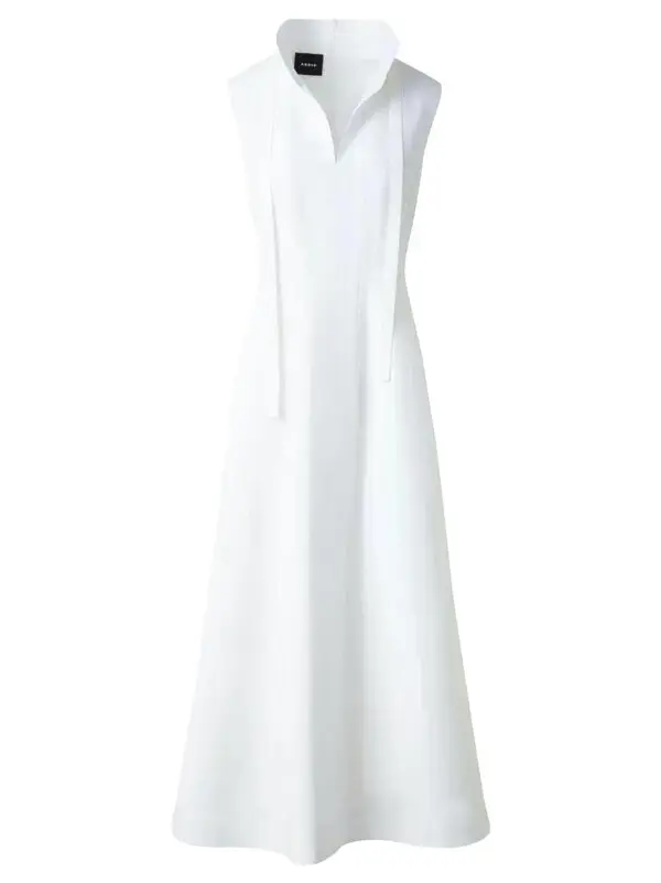 Akris Cotton Stand-up Collar Dress - White