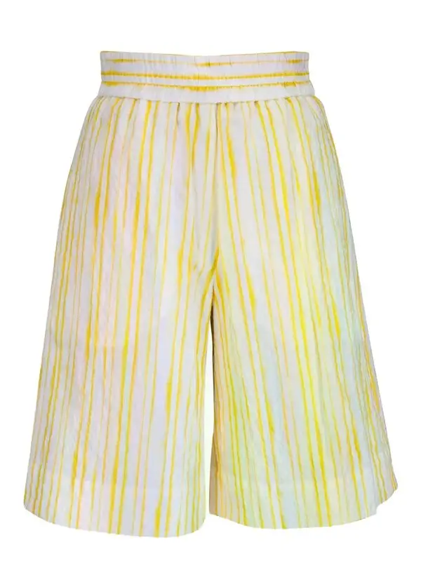 ODEEH Striped Knee-length Shorts - Yellow
