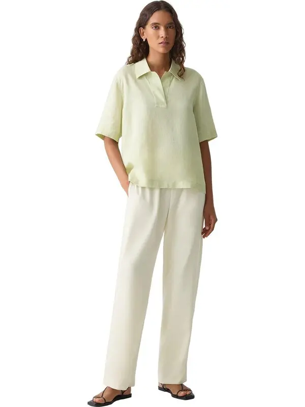 Theory Relaxed Pull-on Pant In Satin Crepe - Rice