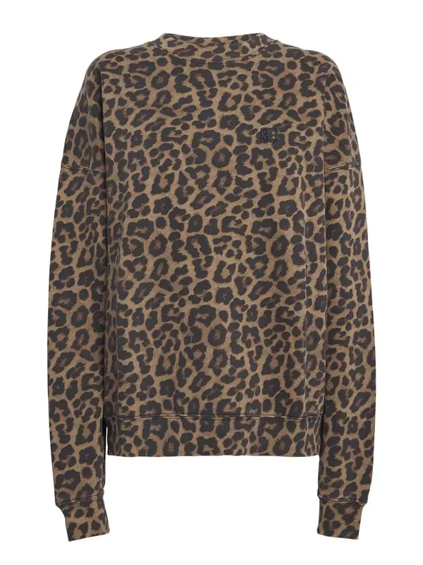 ANINE BING Miles Leopard Print Sweatshirt - Brown