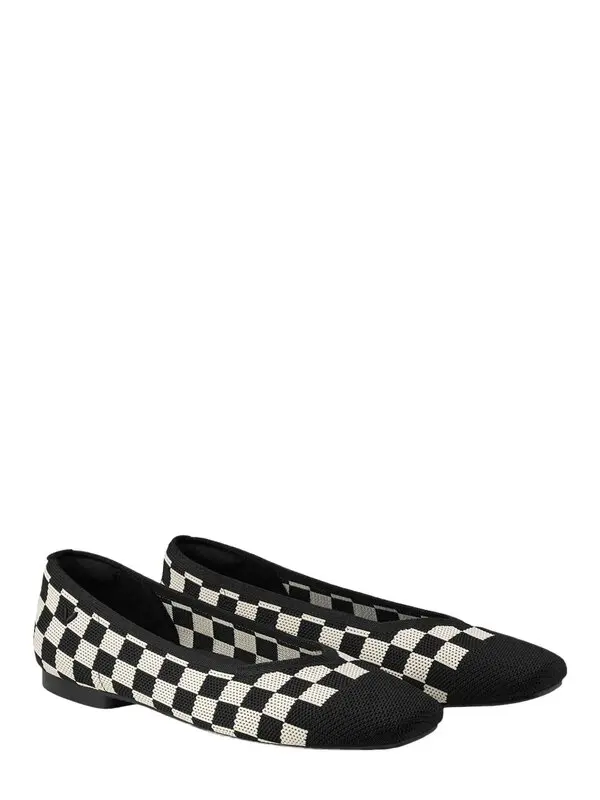 Vivaia Square-toe V-cut Flats - Black Mesh