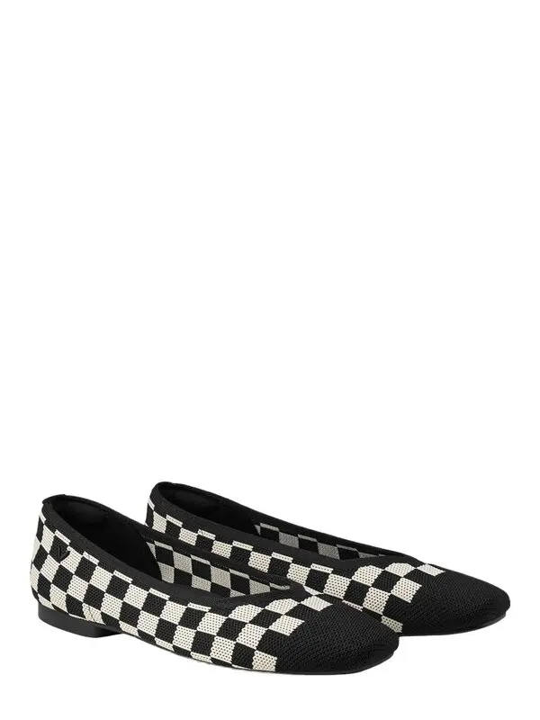 Vivaia Square-toe V-cut Flats - Checker