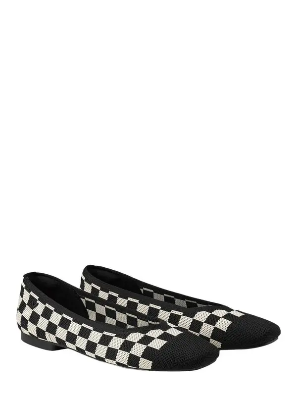 Vivaia Square-toe V-cut Flats - Checker