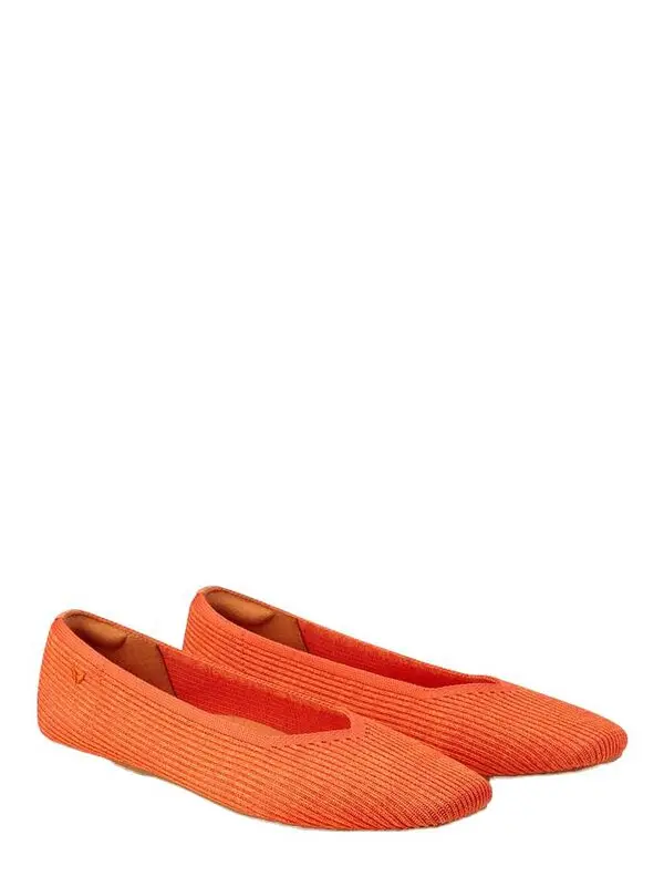 Vivaia Square-toe V-cut Flats - Citrus Orange