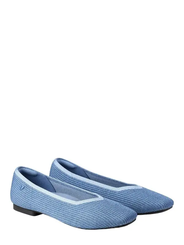 Vivaia Square-toe V-cut Flats - Denim Blue