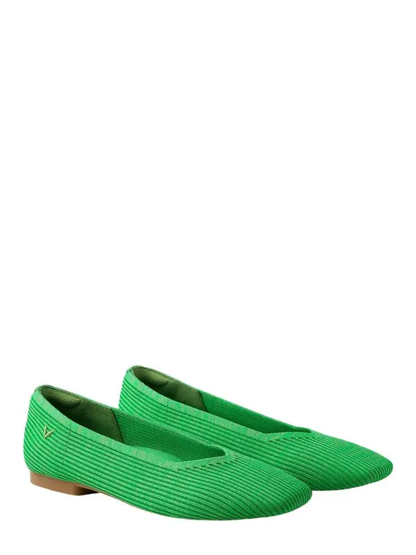 Vivaia Square-toe V-cut Flats - Green Grass