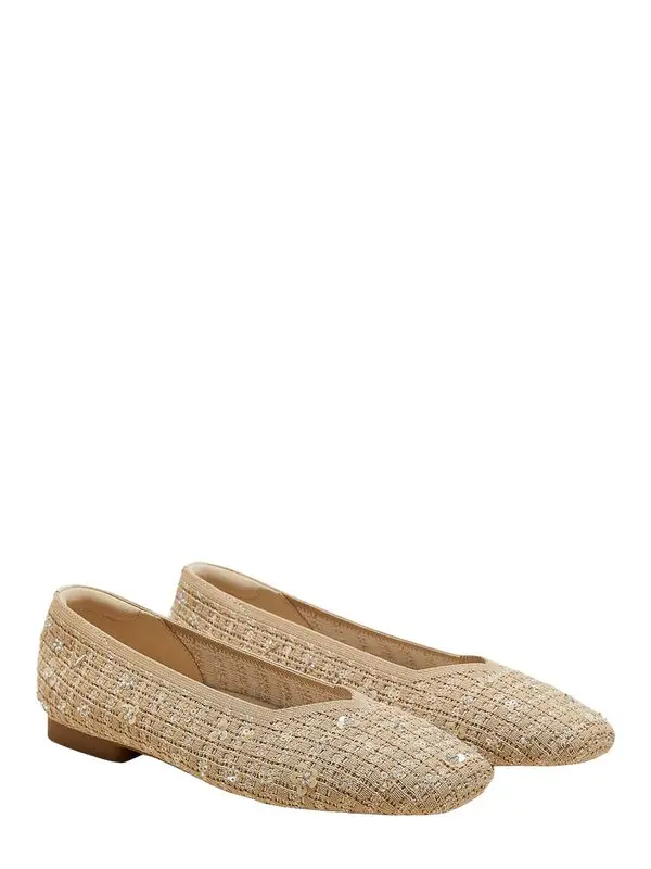Vivaia Square-toe V-cut Flats - Natural Linen