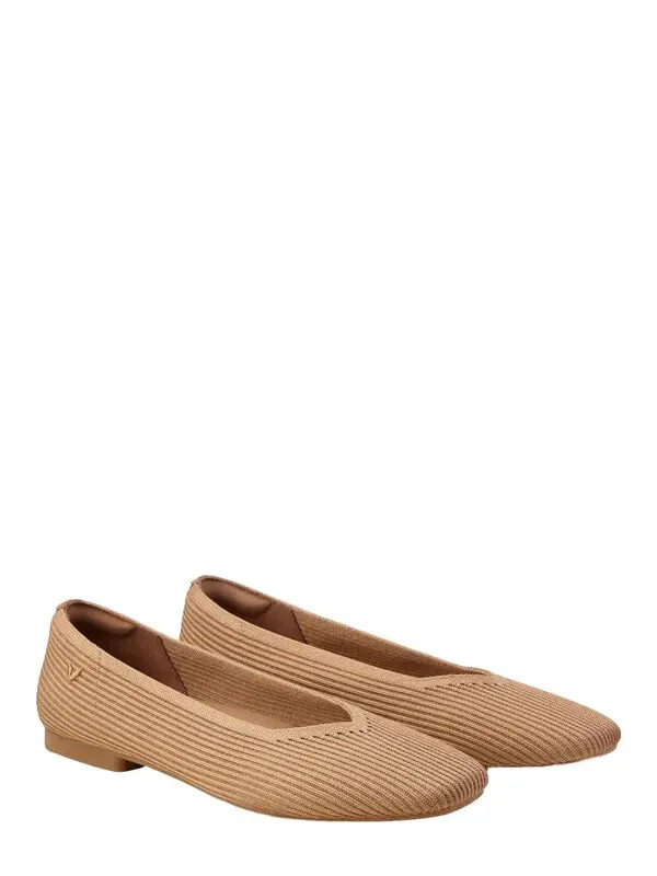 Vivaia Square-toe V-cut Flats - Nutmeg