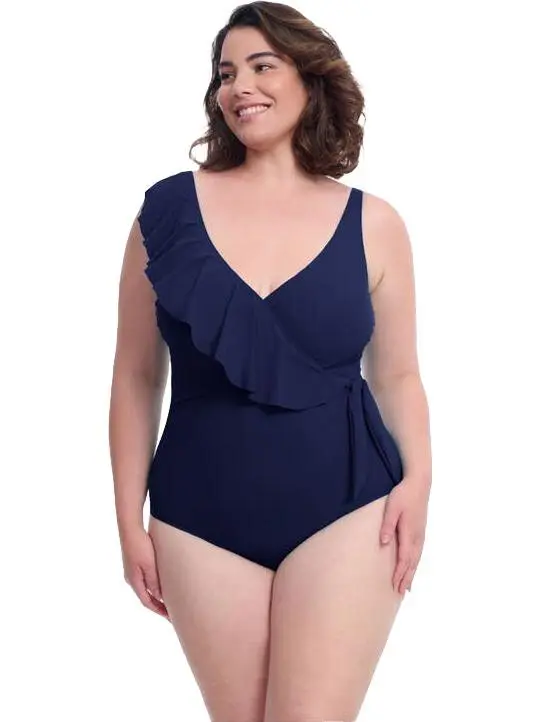 GOTTEX Tutti Frutti Ruffle One-piece Swimsuit - Navy
