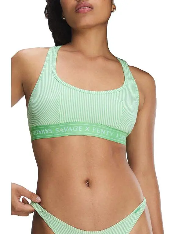 SAVAGE X FENTY Stretch Cotton Essentials Bralette - Green Lotus Line By Line Print
