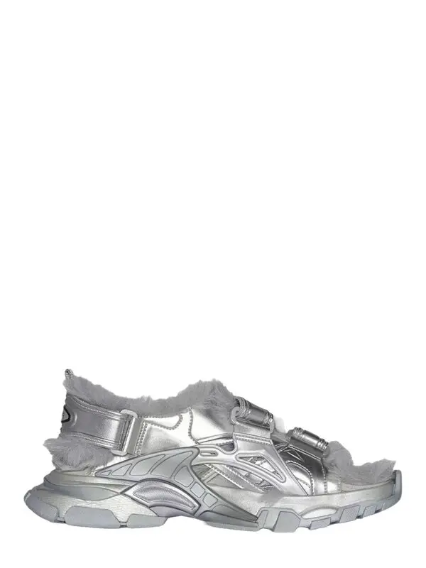 Balenciaga Track Flat Sandals - Silver