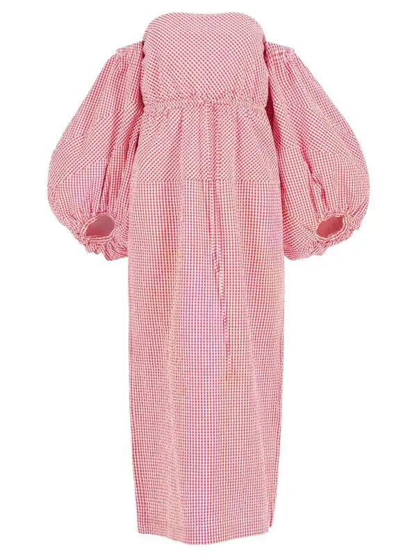 Rosie Assoulin Gingham Seersucker Maxi Dress - Red