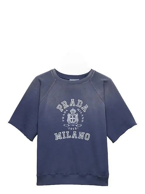 Prada Relaxed Logo-print Cotton-jersey T-shirt - Blue