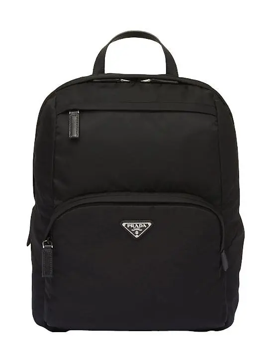 Prada Re-nylon Logo Backpack - Black