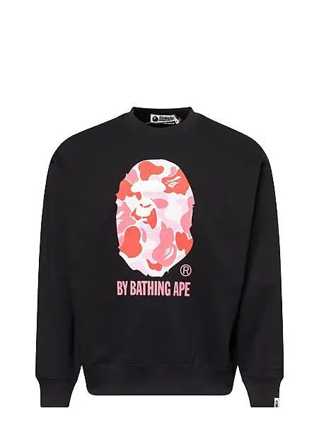A BATHING APE Abc Camo Ape Head Crewneck Sweatshirt - Black + Pink Camo