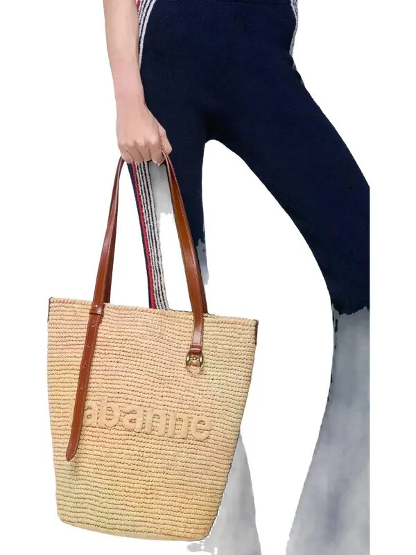 Rabanne Woven Raffia Tote Bag - Neutrals