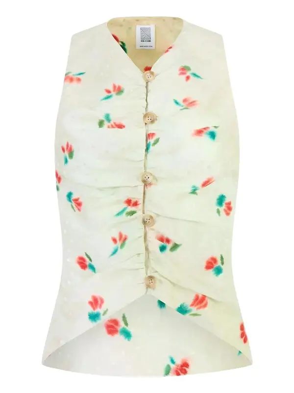 Rosie Assoulin Tulip-jacquard Button-up Vest - White