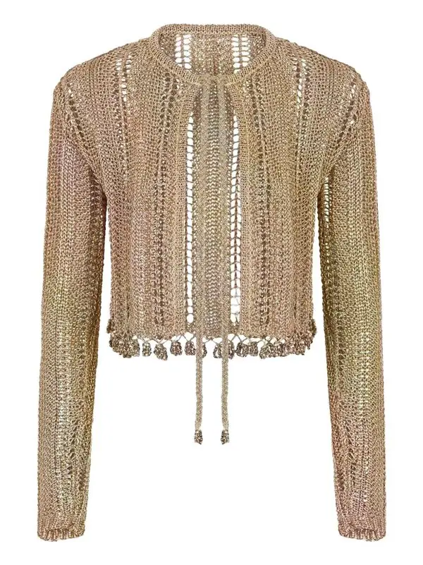 Rabanne Crochet Knit Cardigan - Gold