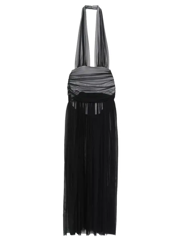 Norma Kamali Halterneck Shirred Maxi Dress - Black