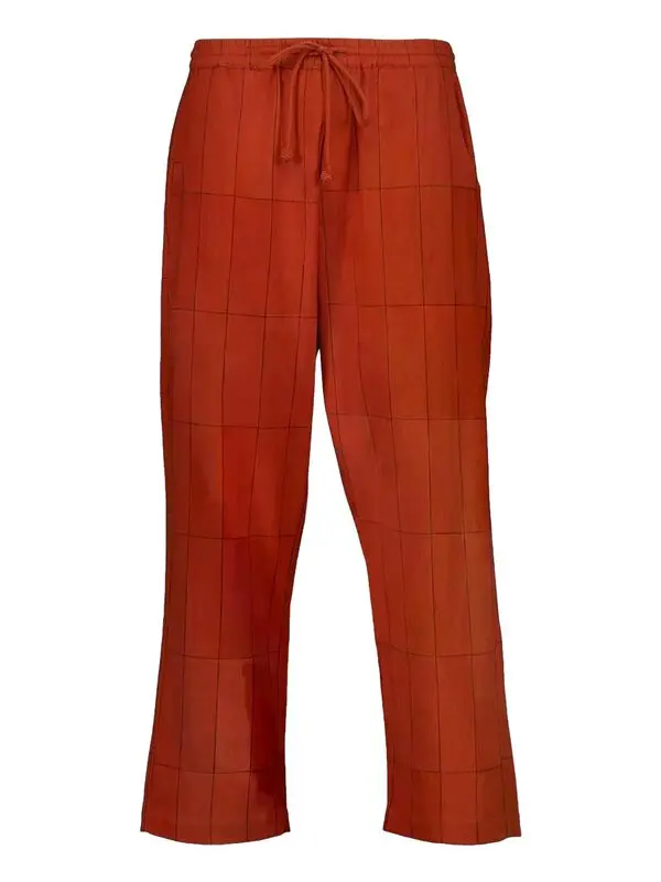 BAZISZT Cotton Straight Leg Trousers - Orange