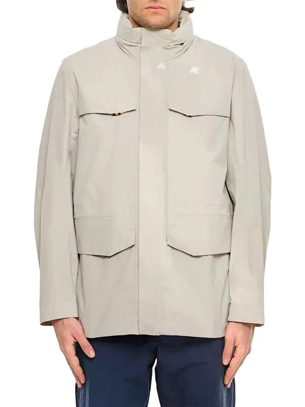 K-WAY Logo-patch Coat - Neutrals