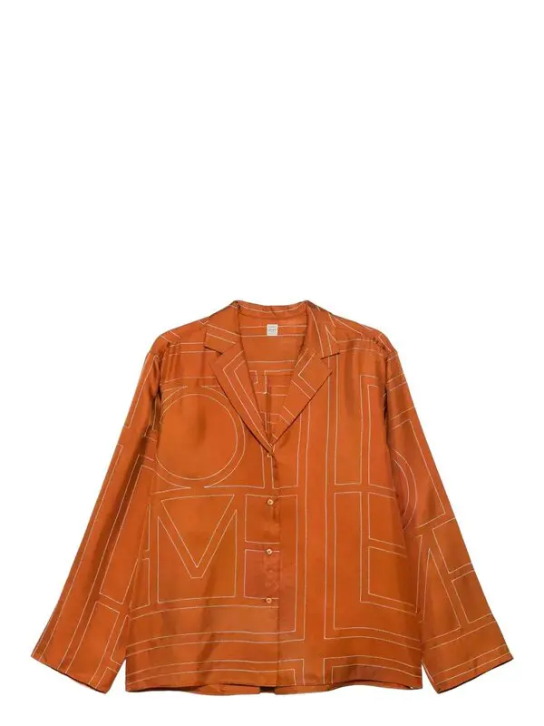 TOTEME Monogram-pattern Silk Shirt - Orange