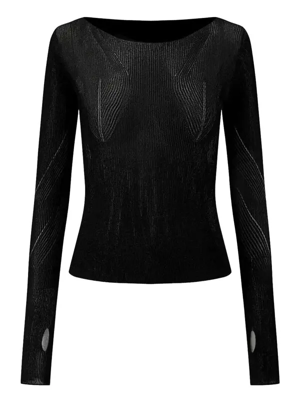 OUDE WAAG Boat-neck Pullover Sweater - Black
