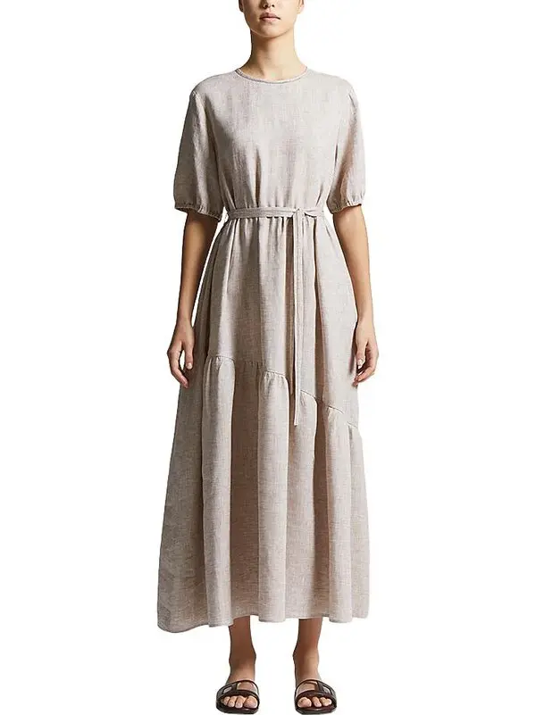 Peserico Teardrop Linen Dress - Cappuccino