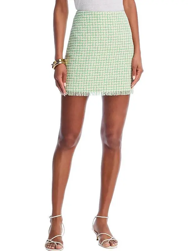 Aqua Tweed Mini Skirt - White/green