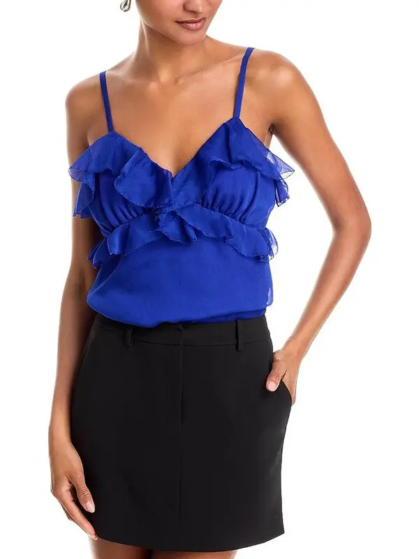 Aqua Ruffled Tank - Cobalt Blue