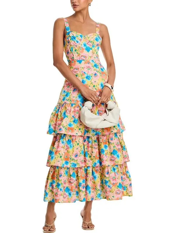 Aqua Blurred Floral Dress - Pastel Multi