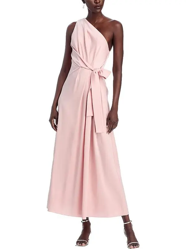 UNGARO Genna Tie Waist One Shoulder Dress - Petal