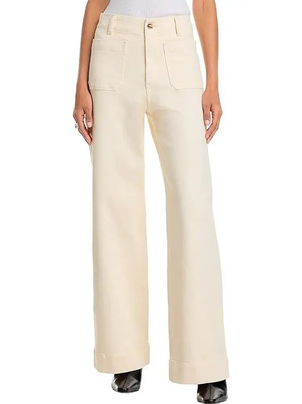 Aqua High Rise Wide Leg Jeans - Ecru