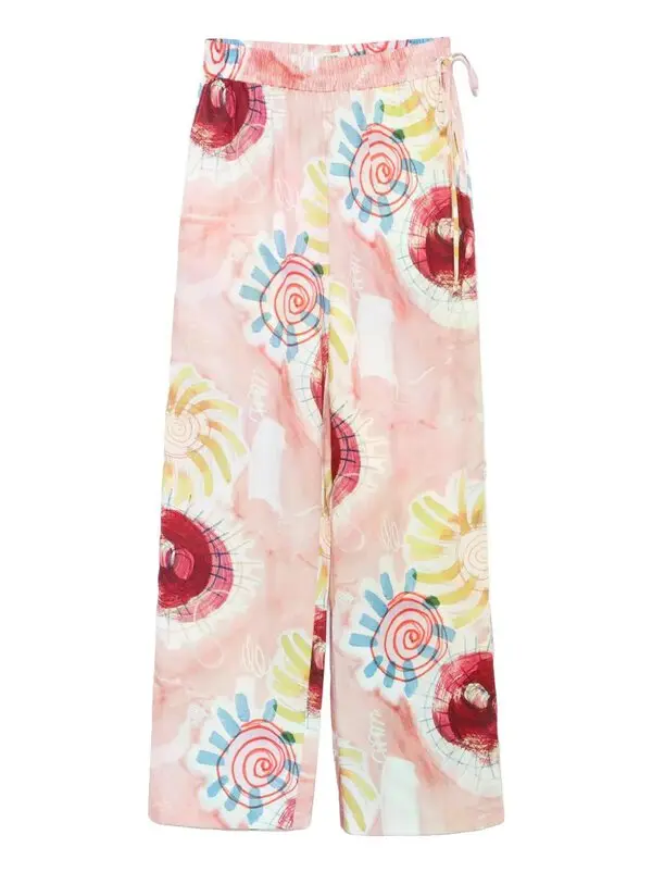 Scotch & Soda Graphic-print Flared Trousers - Pink