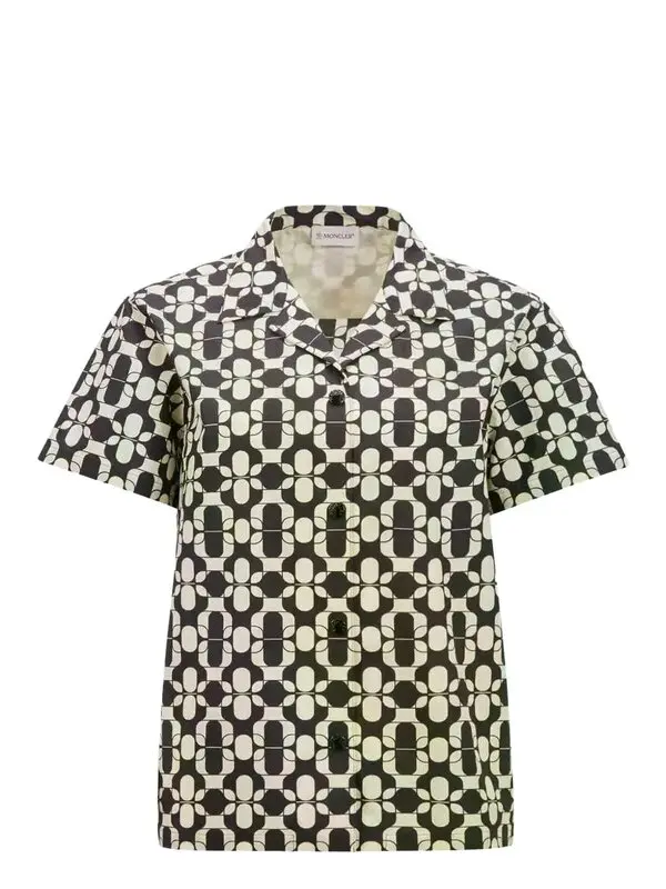 Moncler Geometric-print Cotton Shirt - Blue