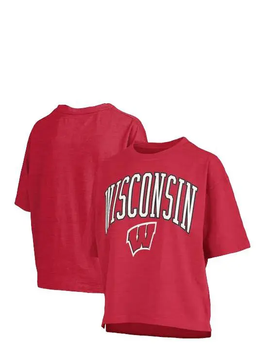 PRESSBOX Wisconsin Badgers Nelson Arch Over Logo Slub T-shirt - Red