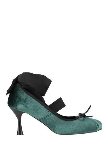 DIVINE FOLLIE Velvet Spool Heel Pumps - Green