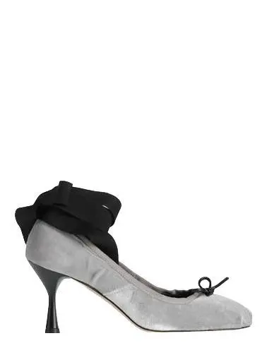 DIVINE FOLLIE Velvet Pumps With Bow Detailing - Grey